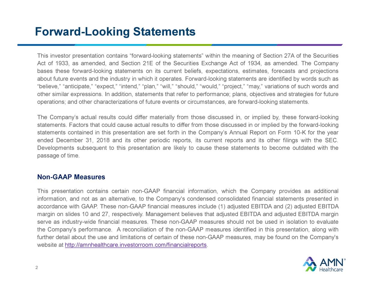 AMN Healthcare Services (AMN) Investor Presentation - Slideshow (NYSE ... AMN Healthcare Services (AMN) Investor Presentation - Slideshow (NYSE ...