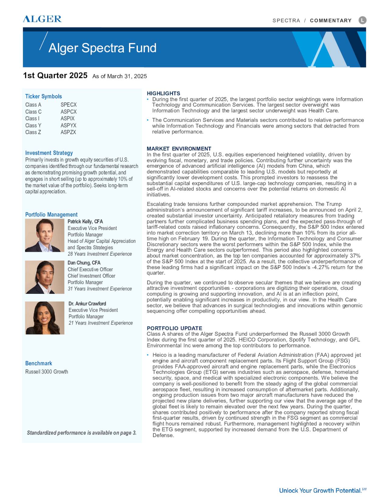 Alger Spectra Fund Q1 2025 Commentary | Seeking Alpha