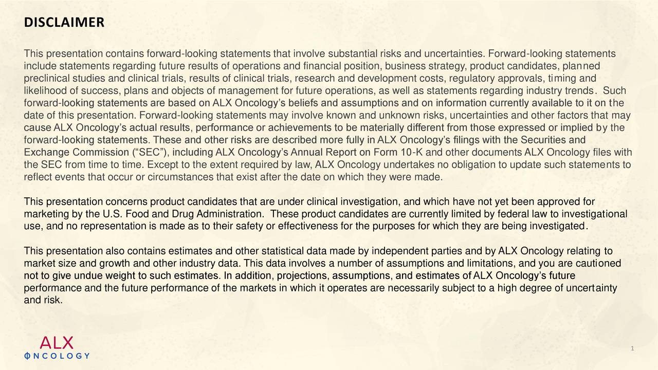 ALX Oncology Holdings (ALXO) Investor Presentation (NASDAQ:ALXO ...