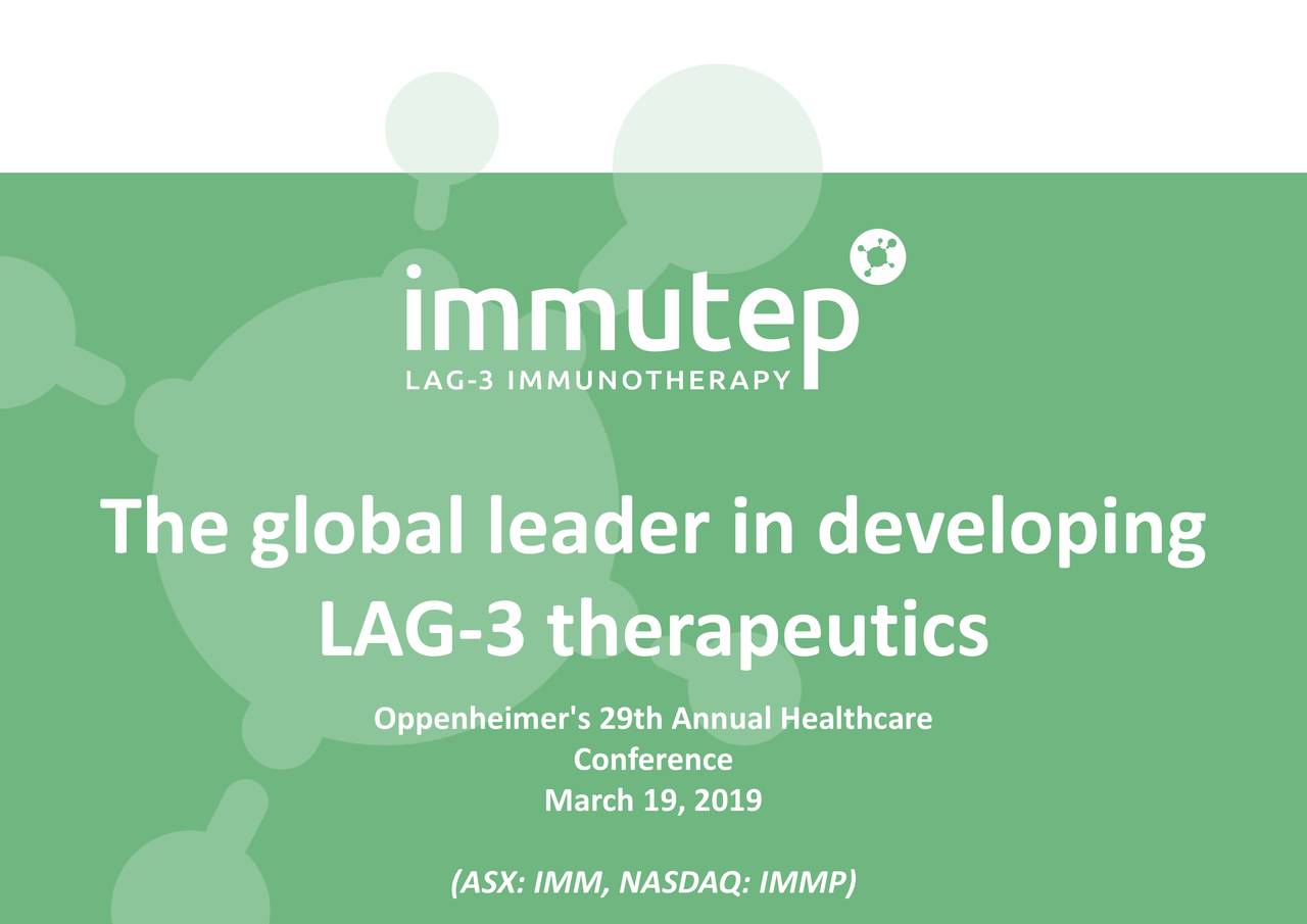 Immutep Limited (IMMP) To Present At Oppenheimer 29th Annual Healthcare ...