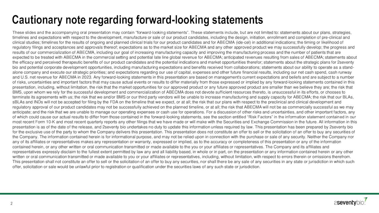 2seventy bio, Inc. 2023 Q2 - Results - Earnings Call Presentation ...
