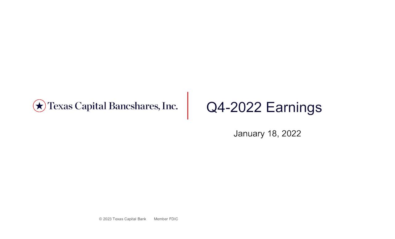 Texas Capital Bancshares, Inc. 2022 Q4 - Results - Earnings Call Presentation (NASDAQ:TCBI ...