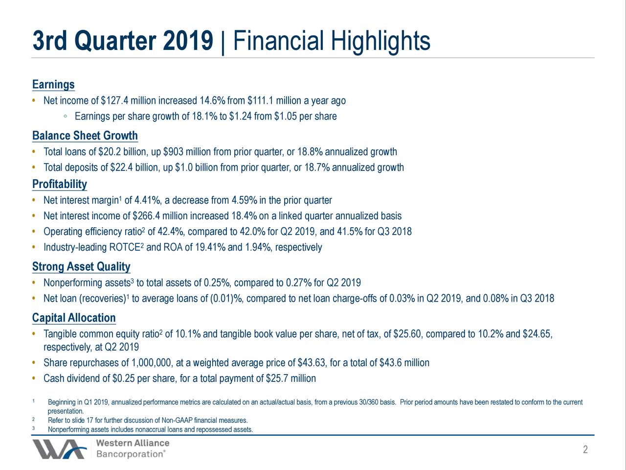 Western Alliance Bancorporation 2019 Q3 - Results - Earnings Call Presentation (NYSE:WAL ...