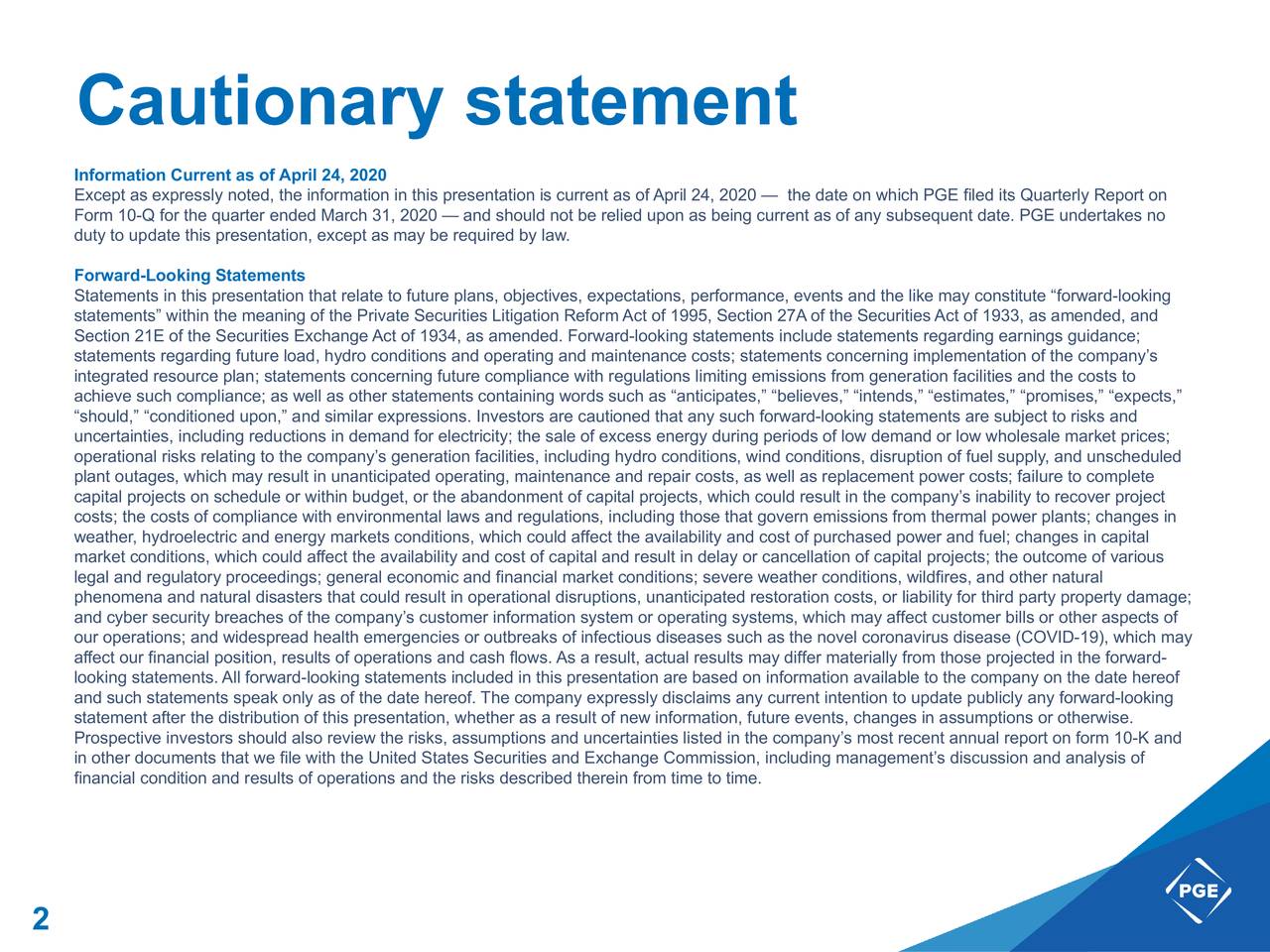 Portland General Electric Company 2020 Q1 - Results - Earnings Call ...