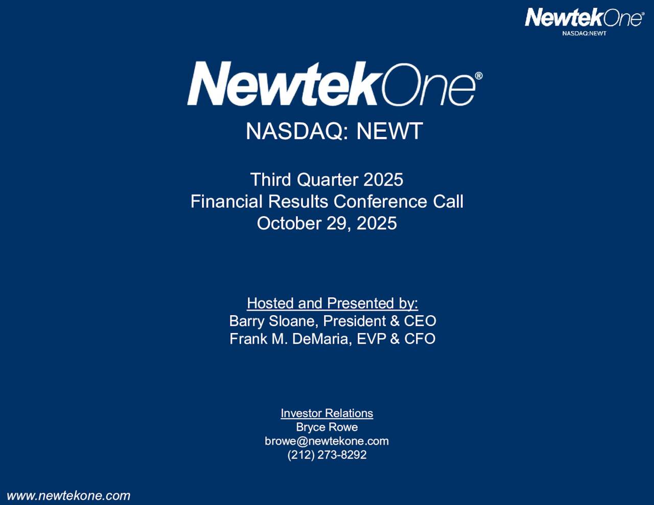 NewtekOne, Inc. 2025 Q3 - Results - Earnings Call Presentation (NASDAQ:NEWT) 2025-11-06 ...