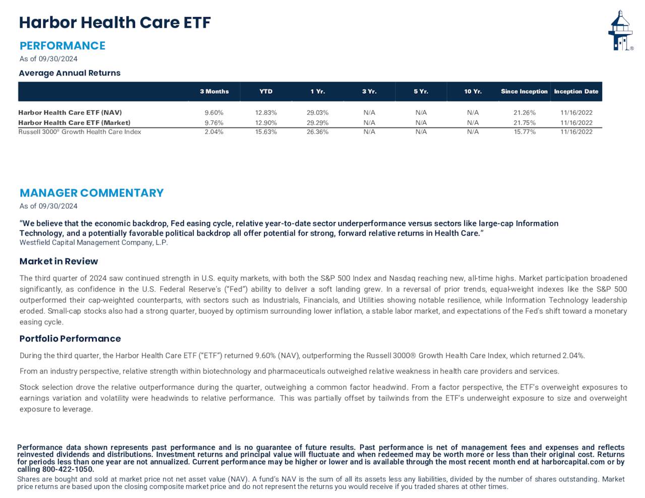 Harbor Health Care ETF Q3 2024 Commentary (MEDI) | Seeking Alpha