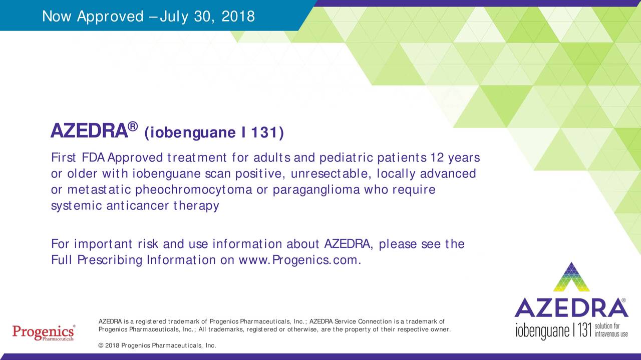 Progenics Pharmaceuticals (PGNX) announces FDA approval of AZEDRA ...