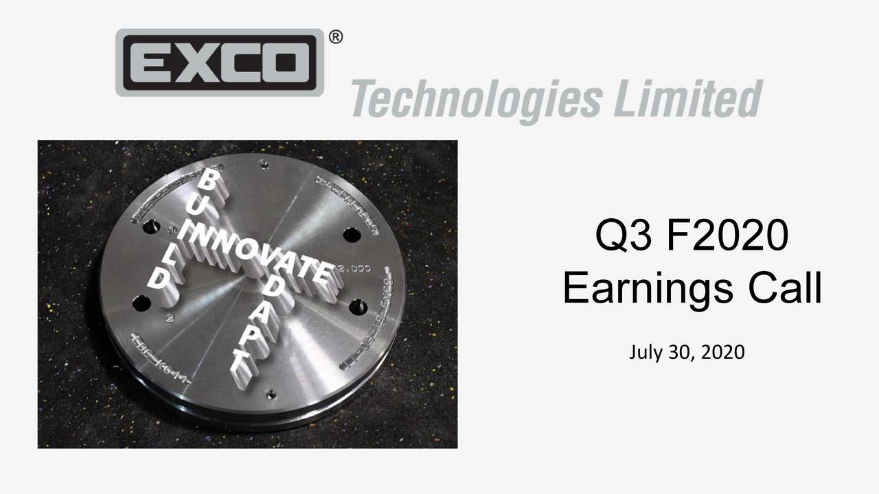 Exco Technologies Limited 2020 Q3 - Results - Earnings Call ...