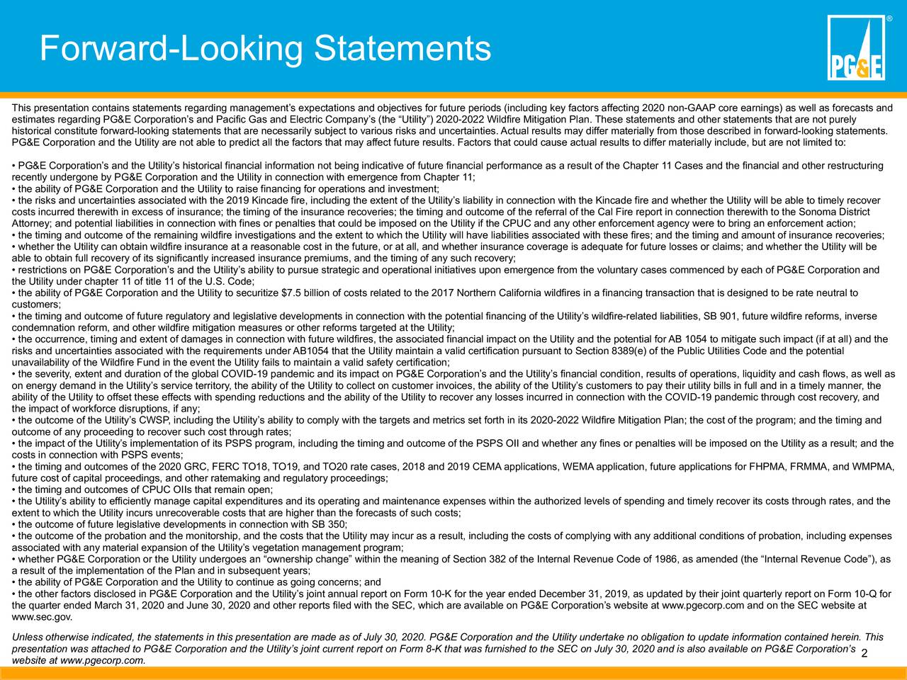 PG&E Corporation 2020 Q2 - Results - Earnings Call Presentation (NYSE ...