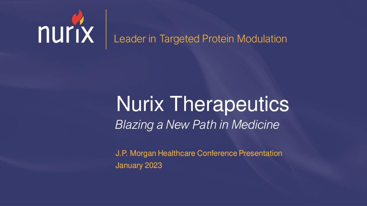 Nurix Therapeutics (NRIX) Presents At 41st Annual Healthcare Conference - Slideshow (NASDAQ:NRIX ...