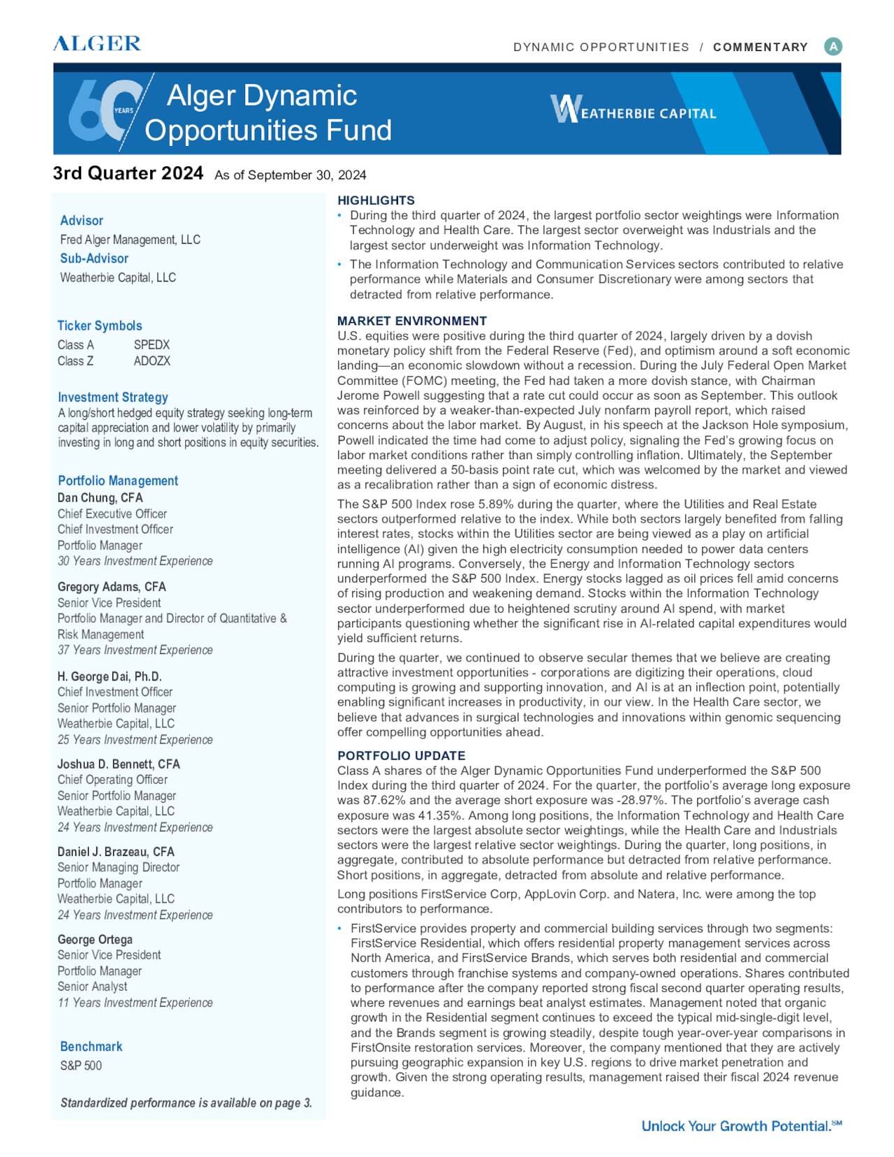 Alger Dynamic Opportunities Fund Q3 2024 Commentary (undefined:SPEDX ...