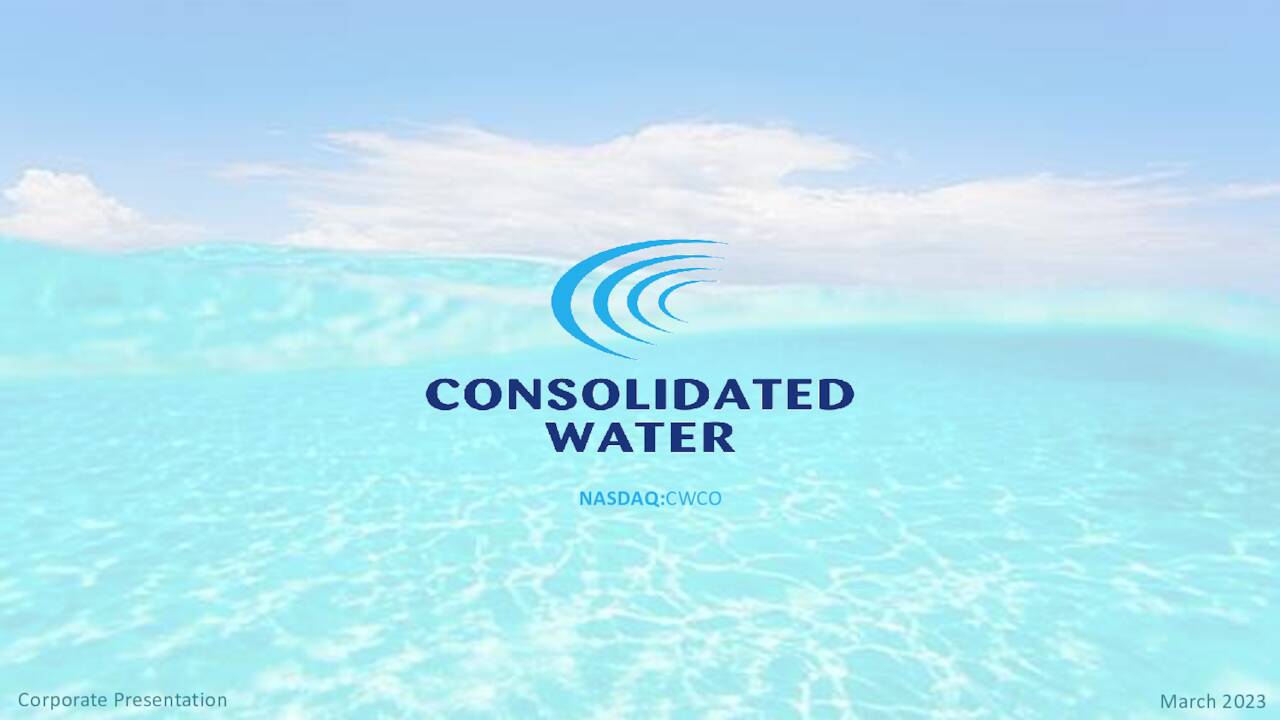 Consolidated Water (CWCO) Investor Presentation - Slideshow (NASDAQ ...
