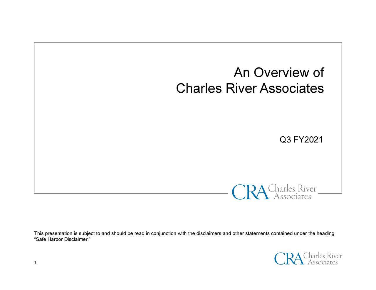 CRA International, Inc. 2021 Q3 - Results - Earnings Call Presentation ...