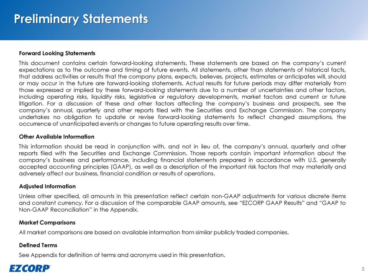 EZCORP, Inc. 2020 Q1 - Results - Earnings Call Presentation (NASDAQ ...