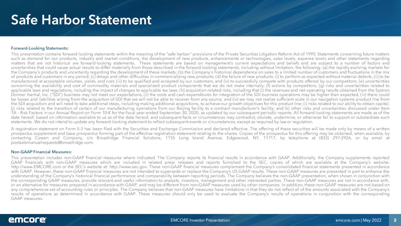 Emcore (EMKR) Investor Presentation - Slideshow (NASDAQ:EMKR-DEFUNCT ...