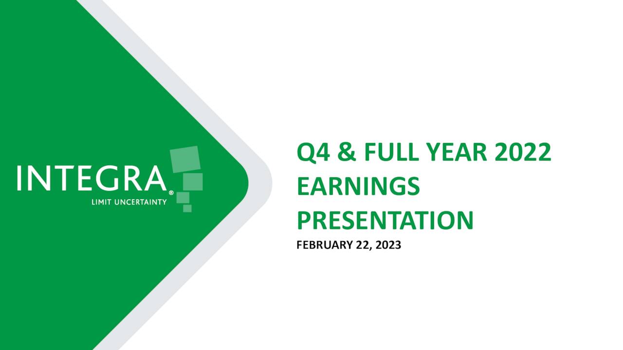 Integra LifeSciences Holdings Corporation 2022 Q4 - Results - Earnings ...