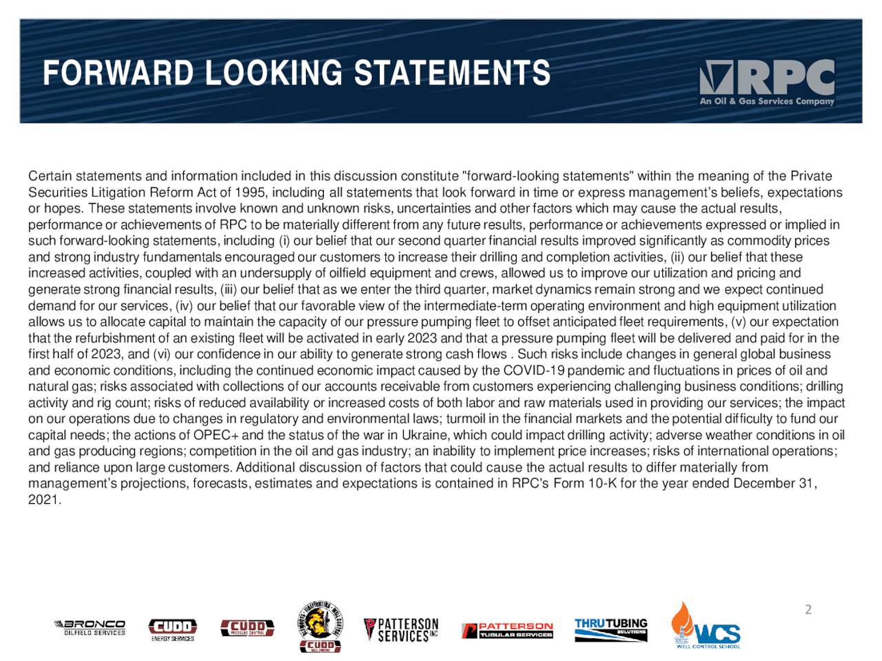 RPC, Inc. 2022 Q2 - Results - Earnings Call Presentation (NYSE:RES ...