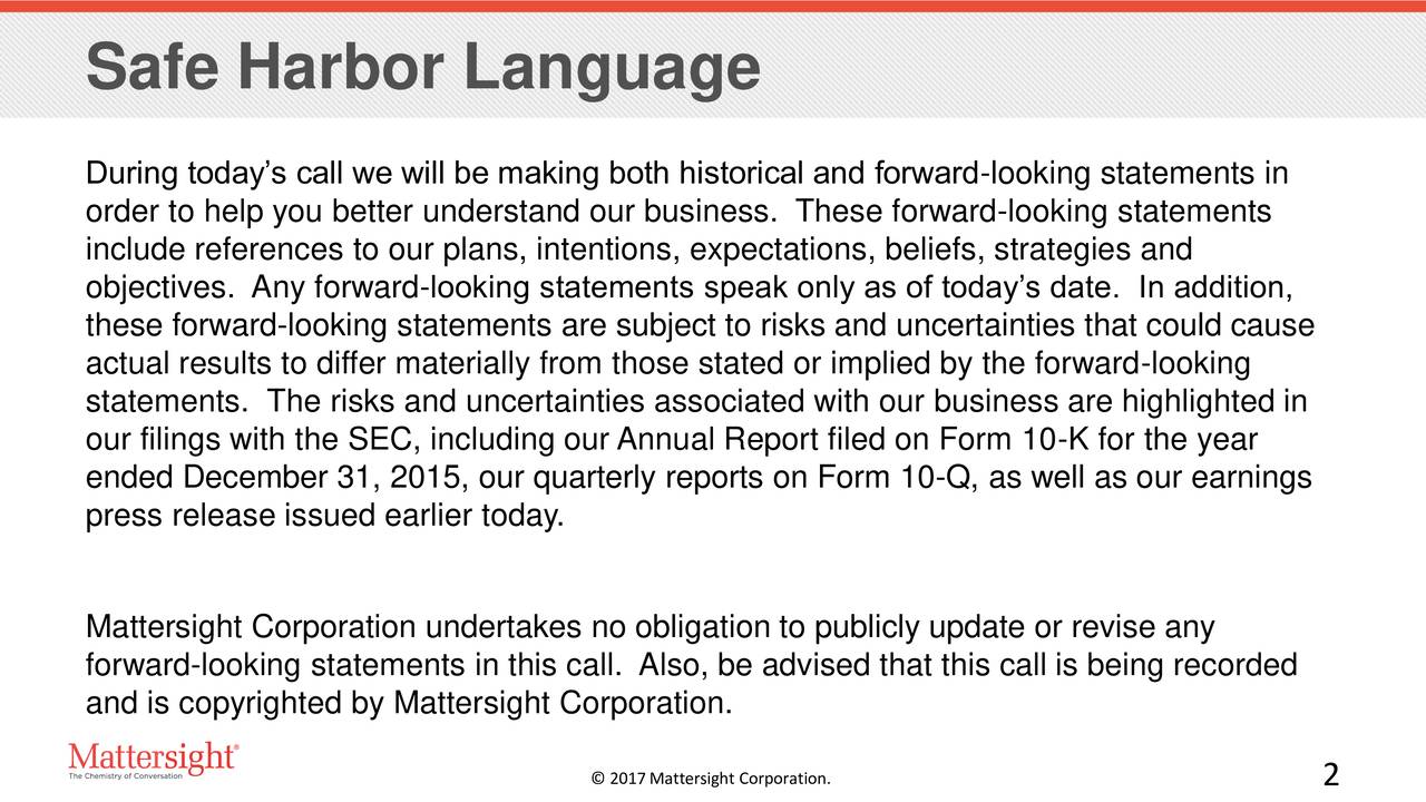 Mattersight Corporation 2016 Q4 - Results - Earnings Call Slides ...