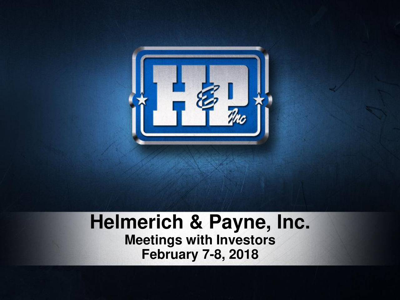 Helmerich & Payne (HP) Reports Meeting With Investors - Slideshow (NYSE:HP) | Seeking Alpha