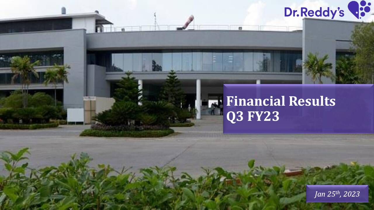 Dr. Reddy's Laboratories Limited 2023 Q3 - Results - Earnings Call ...