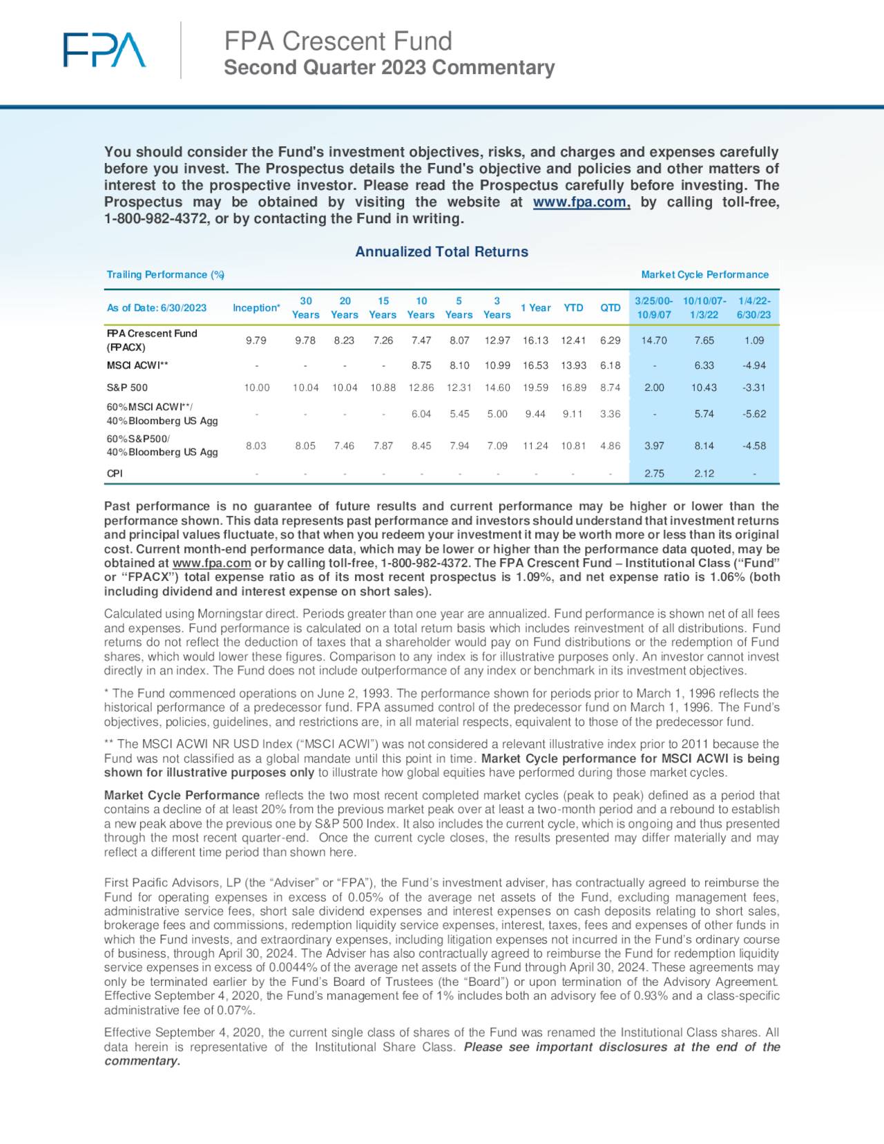 FPA Crescent Fund Second Quarter 2023 Commentary | Seeking Alpha