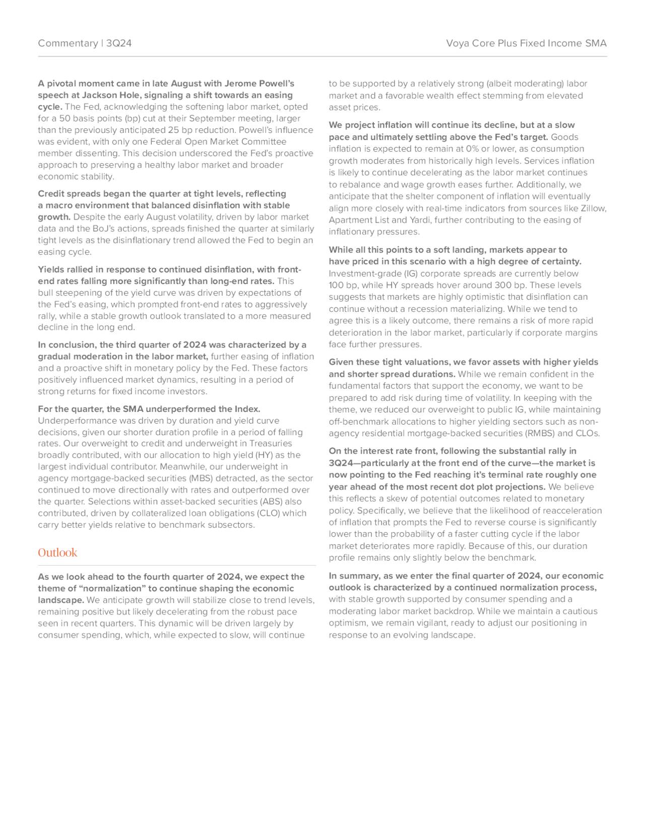 Voya Core Plus Fixed Income SMA Q3 2024 Commentary | Seeking Alpha