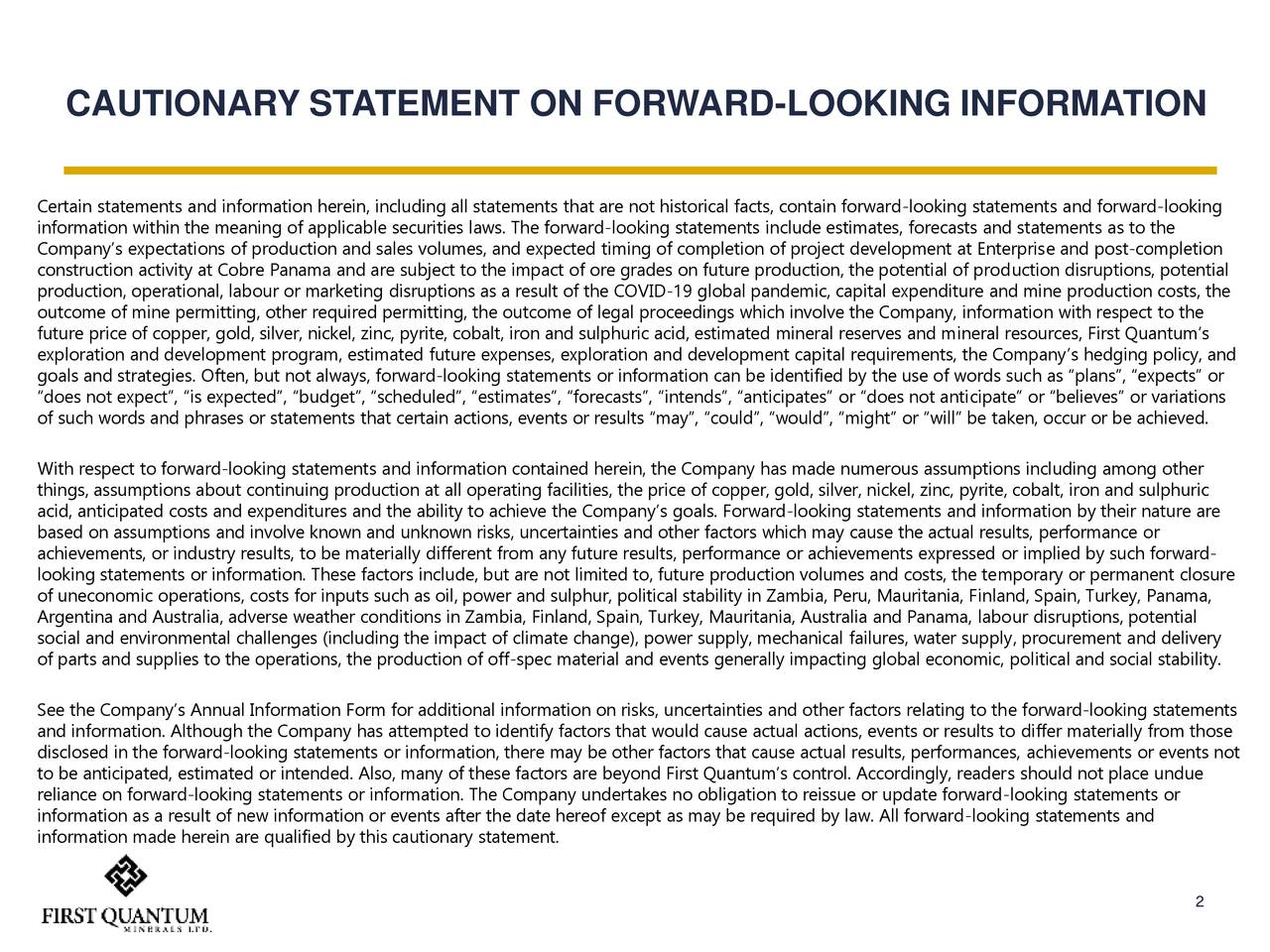 First Quantum Minerals Ltd. 2020 Q1 - Results - Earnings Call Presentation (OTCMKTS:FQVLF ...
