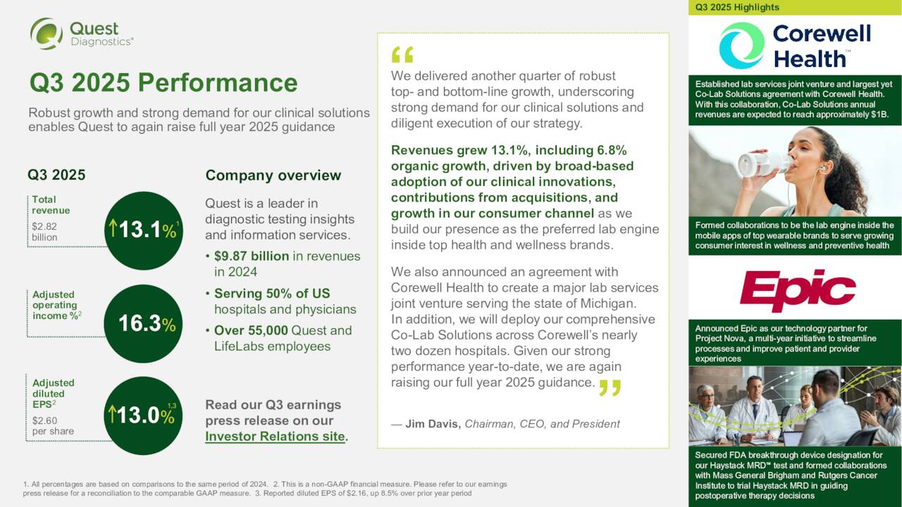 Quest Diagnostics Incorporated 2025 Q3 - Results - Earnings Call Presentation (NYSE:DGX) 2025-10 ...