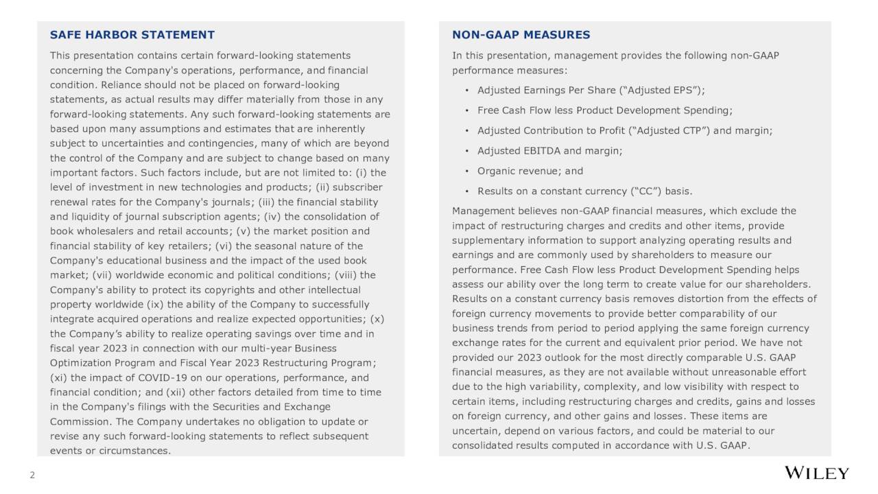 John Wiley & Sons, Inc. 2023 Q1 - Results - Earnings Call Presentation (NYSE:WLY) | Seeking Alpha
