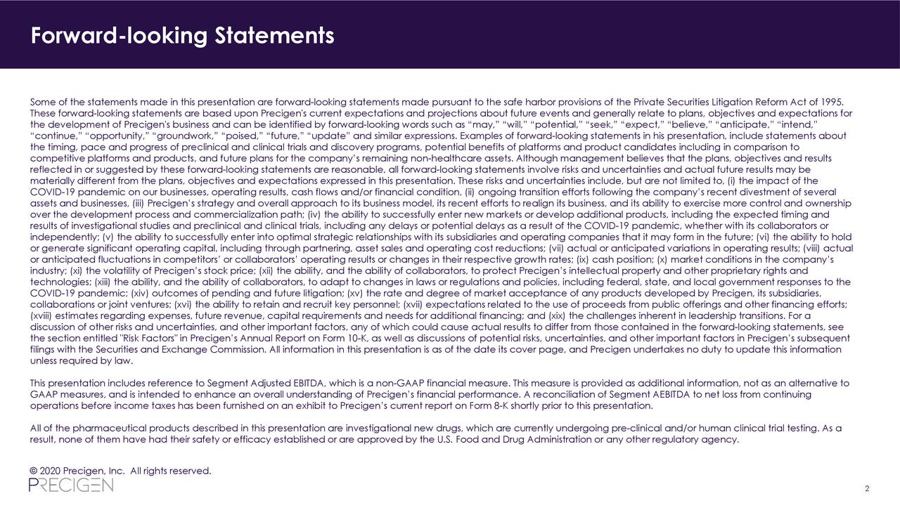 Precigen, Inc. 2020 Q1 - Results - Earnings Call Presentation (NASDAQ ...