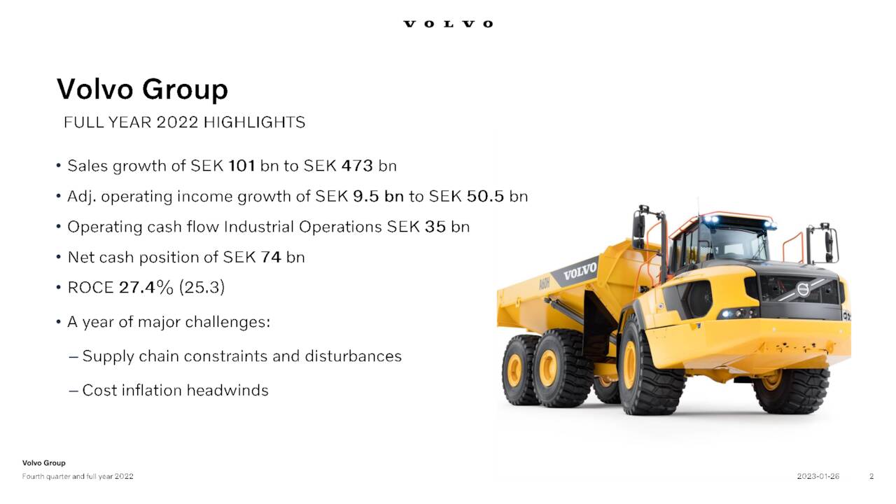 AB Volvo (publ) 2022 Q4 - Results - Earnings Call Presentation (OTCMKTS:VOLAF) | Seeking Alpha