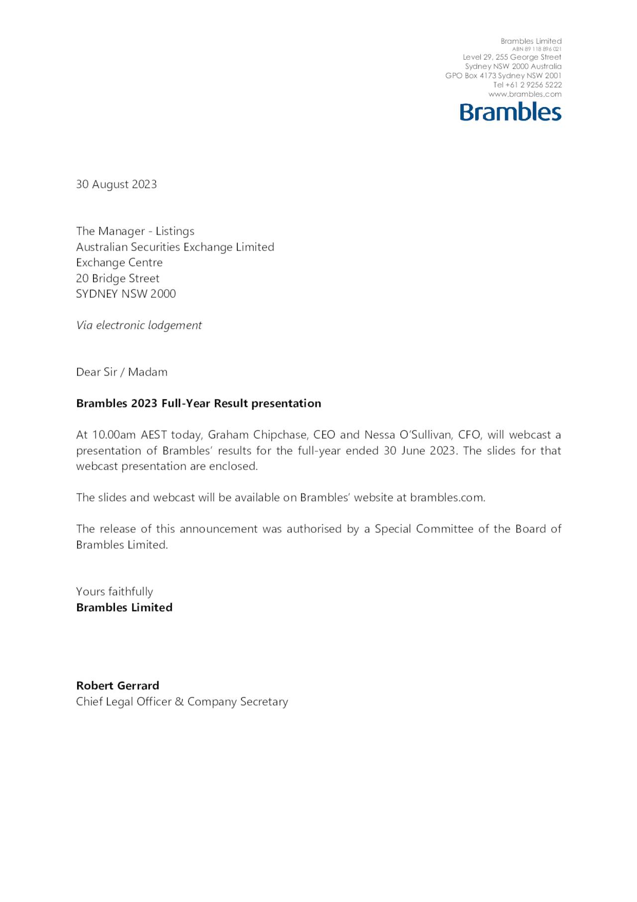 Brambles Limited 2023 Q4 - Results - Earnings Call Presentation ...