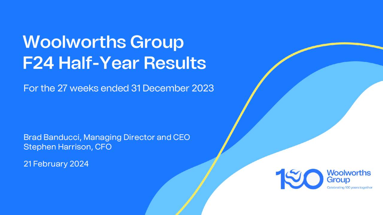 Woolworths Group Limited 2024 Q2 - Results - Earnings Call Presentation (OTCMKTS:WOLWF ...