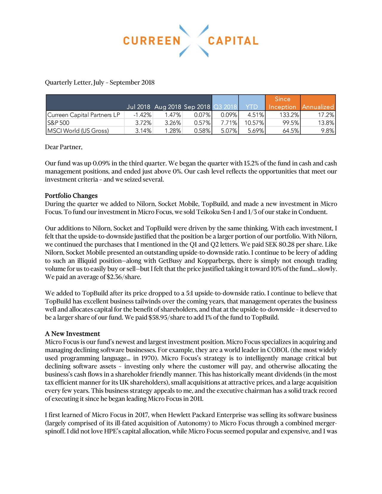 Curreen Capital Quarterly Letter, July - September 2018 (NYSE:BLD ...