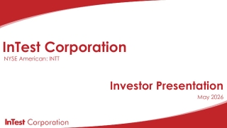 InTest Corporation (INTT) Presents at Sidoti Micro-Cap Virtual ...