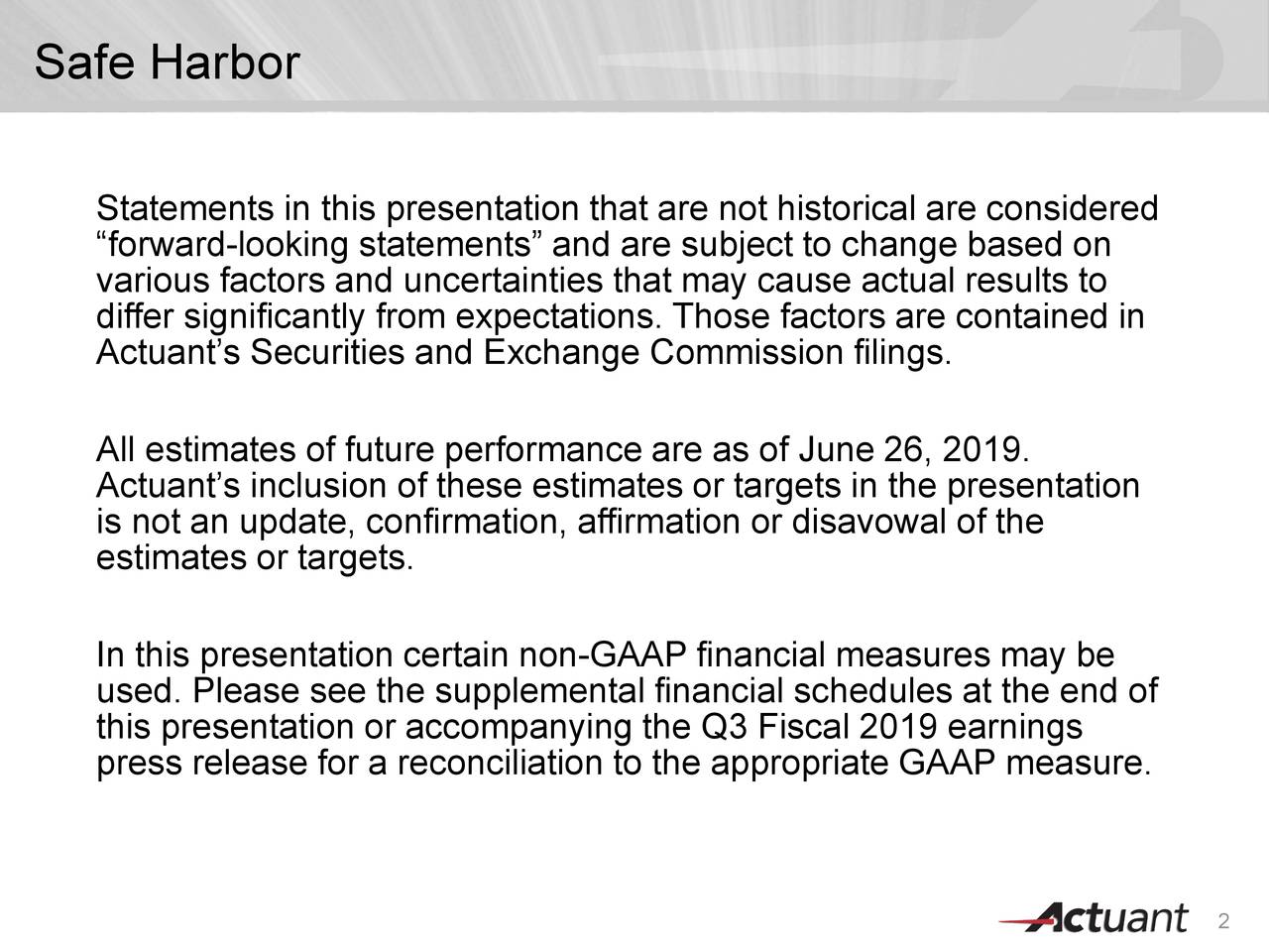 Actuant Corporation 2019 Q3 - Results - Earnings Call Slides (NYSE:EPAC ...