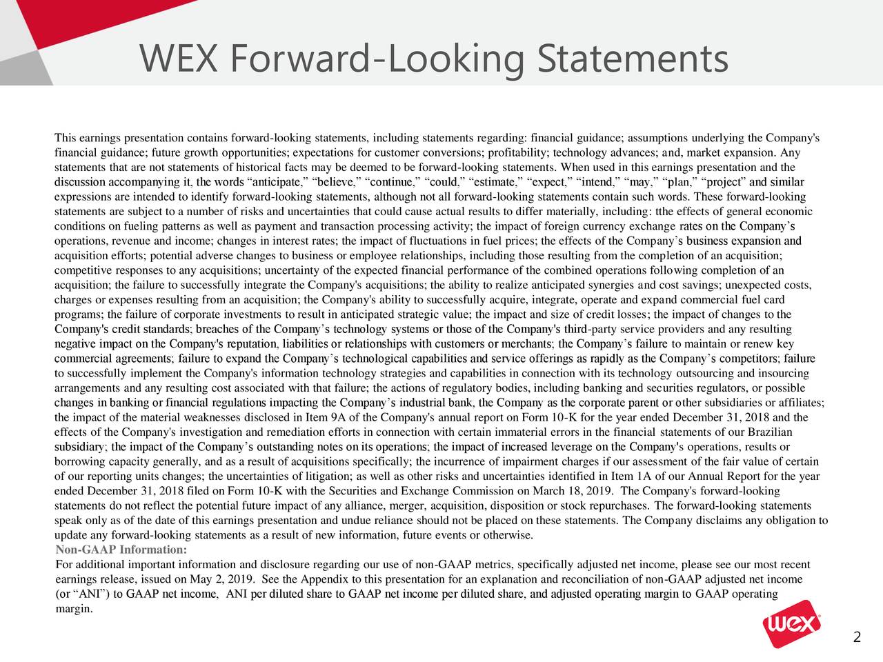 WEX Inc. 2019 Q1 - Results - Earnings Call Slides (NYSE:WEX) | Seeking Alpha