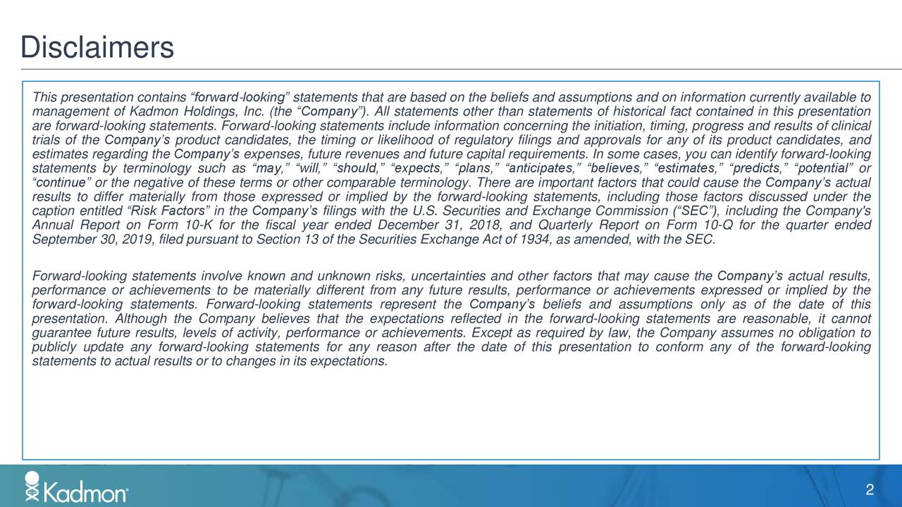Kadmon Holdings (KDMN) Investor Presentation - Slideshow (NASDAQ:KDMN ...