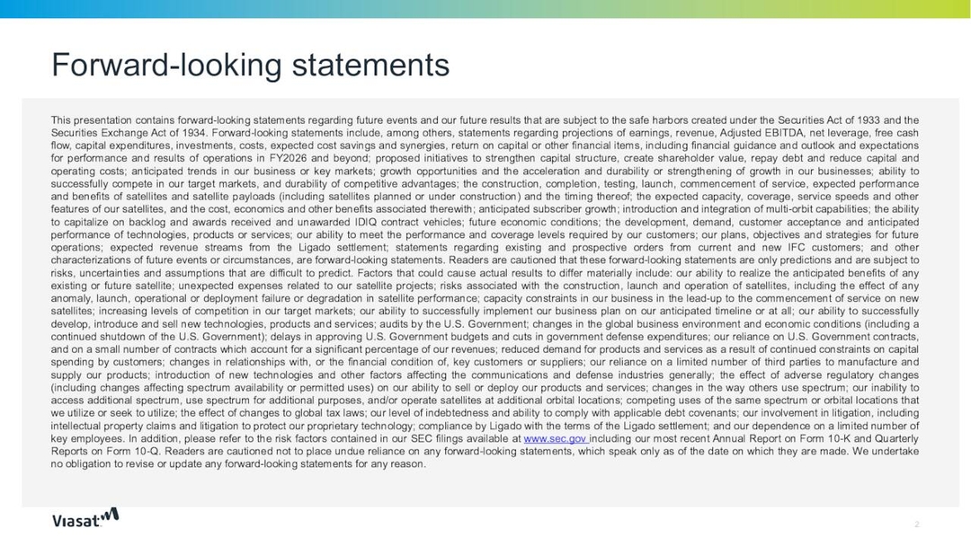 Viasat, Inc. 2026 Q2 - Results - Earnings Call Presentation (NASDAQ ...