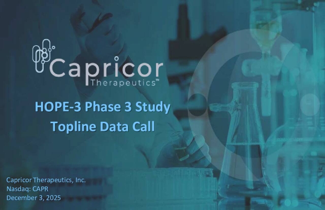Capricor Therapeutics, Inc. (CAPR) Discusses HOPE-3 Phase III Top Line ...