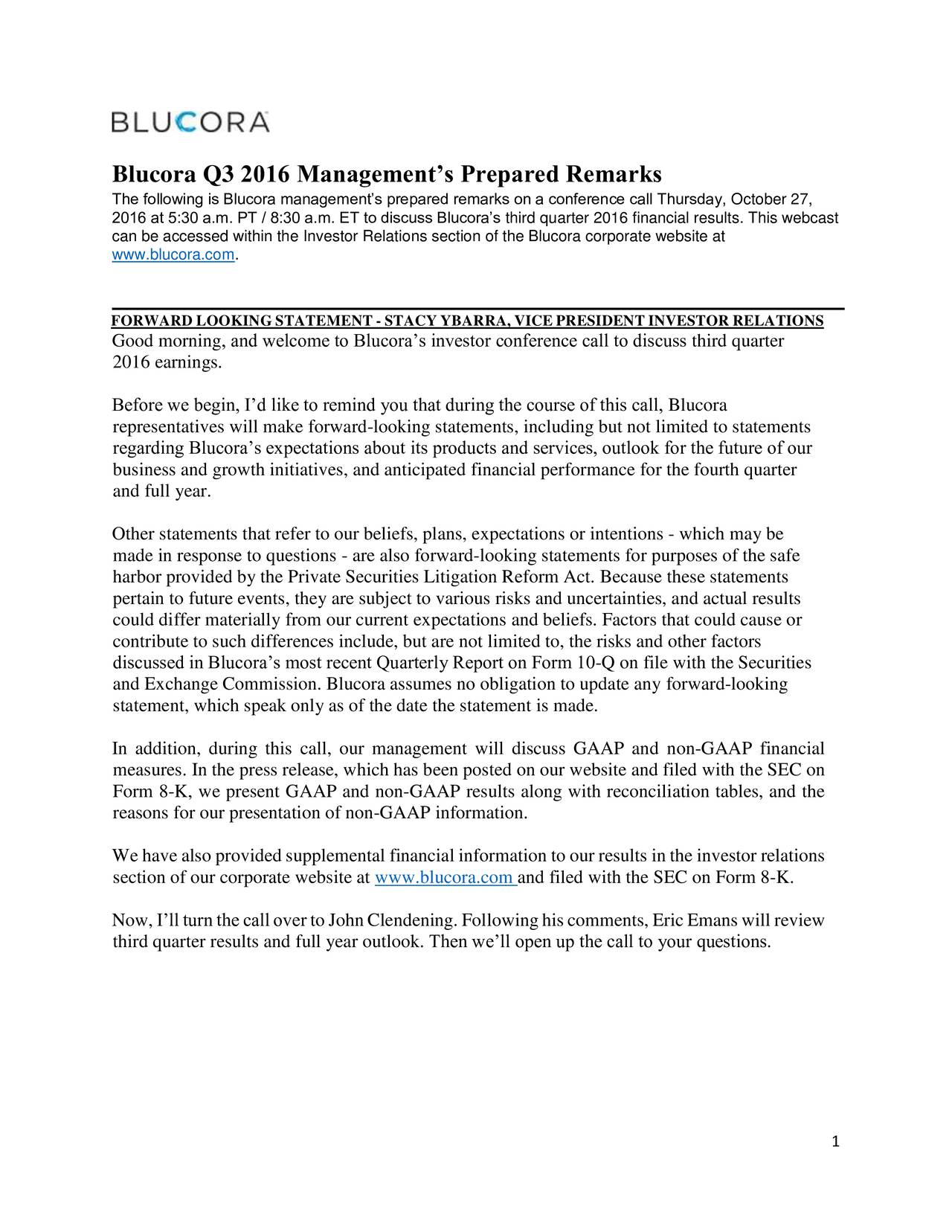 Blucora, Inc. 2016 Q3 - Results - Earnings Call Slides (NASDAQ:AVTA) | Seeking Alpha