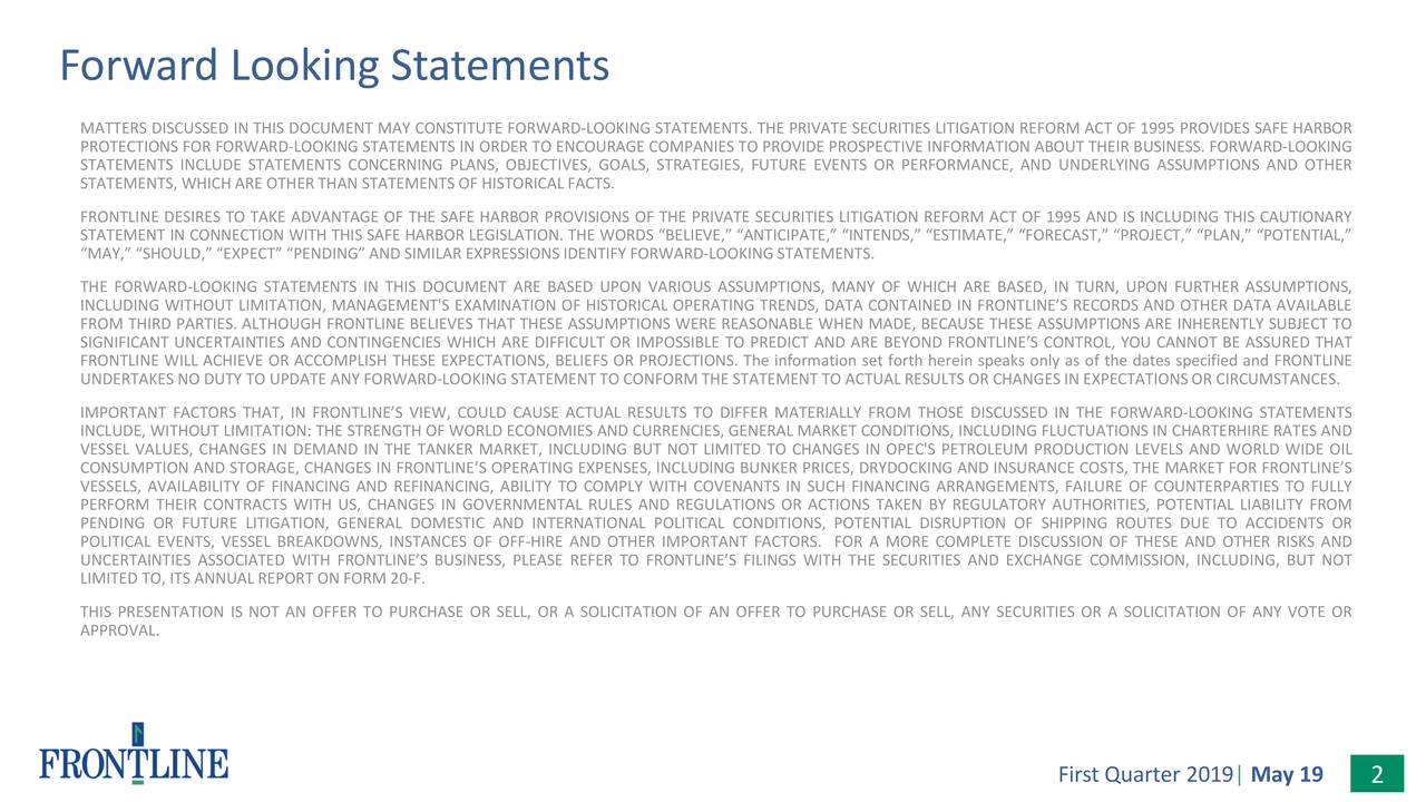 Frontline Ltd. 2019 Q1 - Results - Earnings Call Slides (NYSE:FRO ...