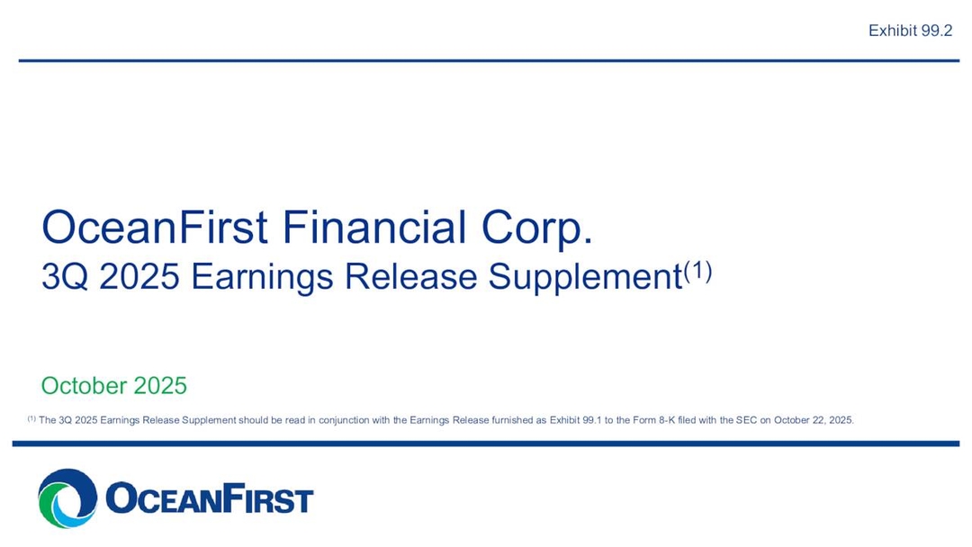 OceanFirst Financial Corp. 2025 Q3 - Results - Earnings Call Presentation (NASDAQ:OCFC) 2025-10 ...