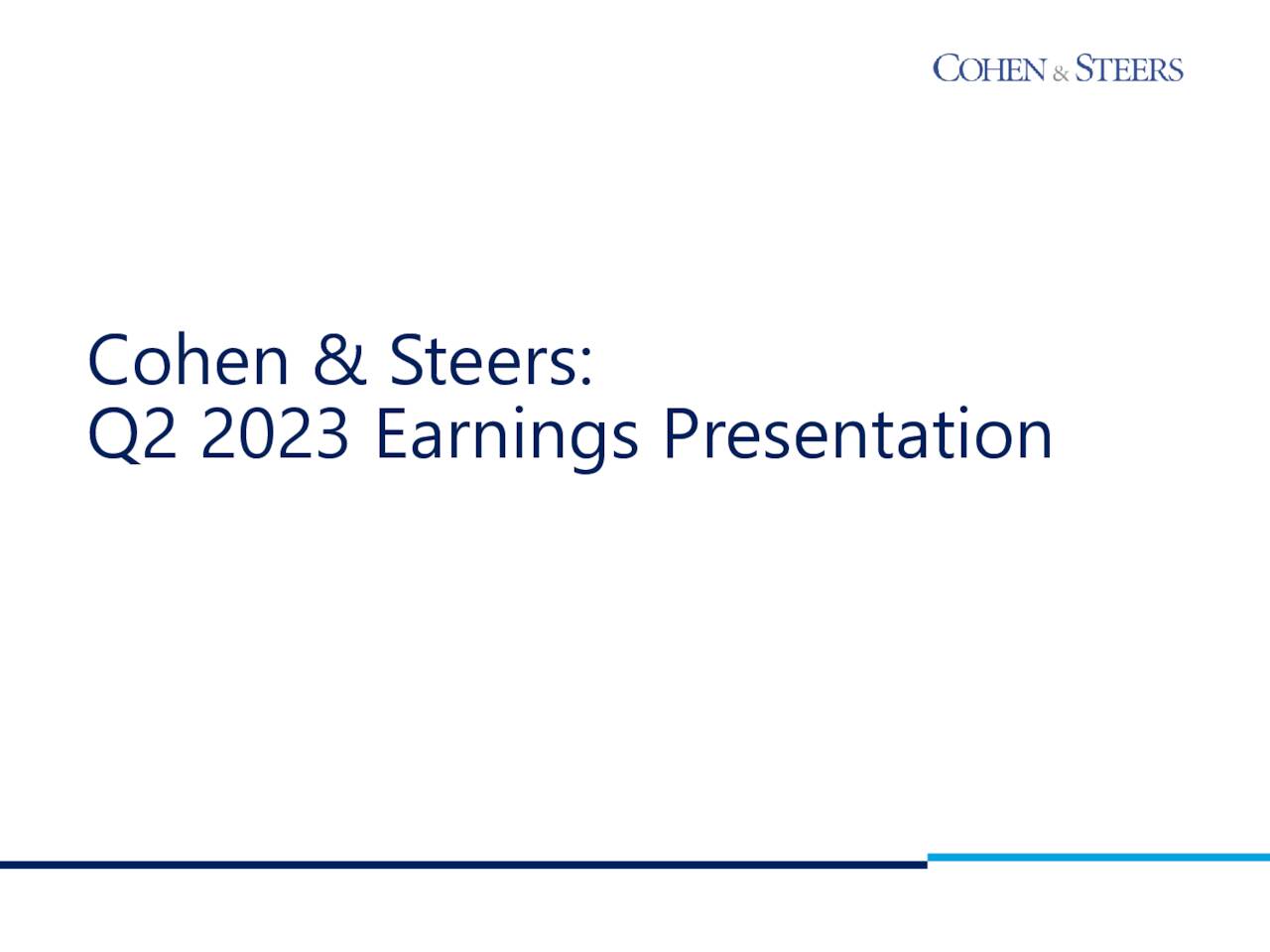 Cohen & Steers, Inc. 2023 Q2 - Results - Earnings Call Presentation (NYSE:CNS) | Seeking Alpha