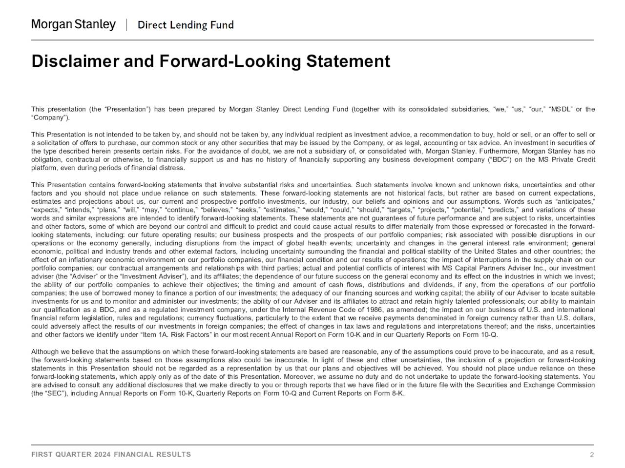 Morgan Stanley Direct Lending Fund 2024 Q1 - Results - Earnings Call ...