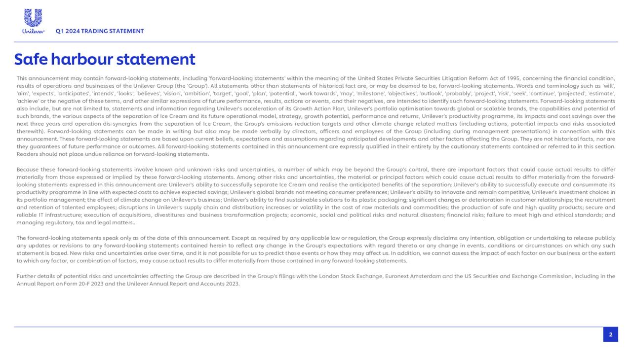 Q1 2024 Sales/ Trading Statement Call (NYSE:UL) | Seeking Alpha