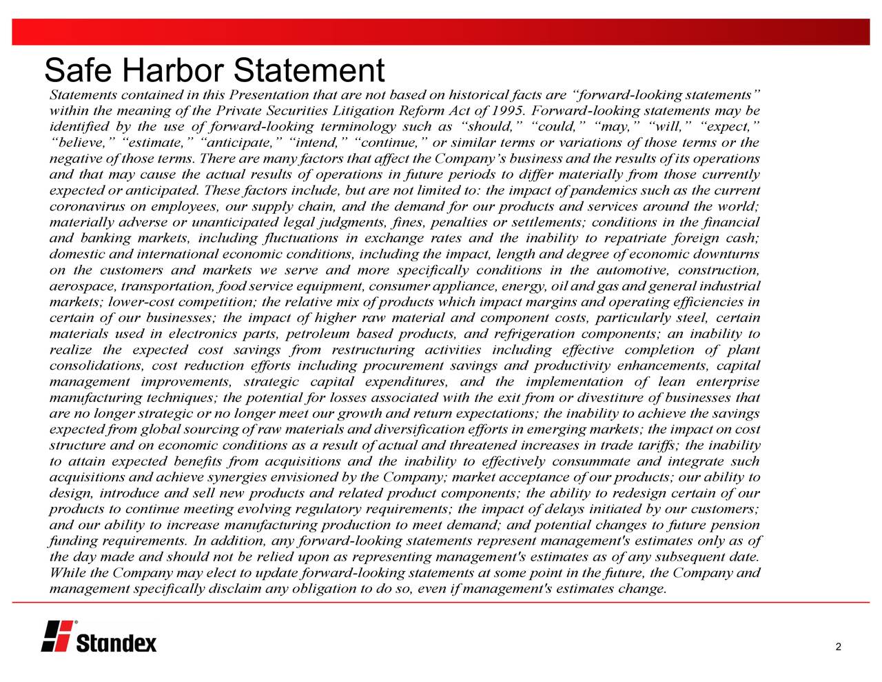Standex International Corporation 2020 Q3 - Results - Earnings Call Presentation (NYSE:SXI ...
