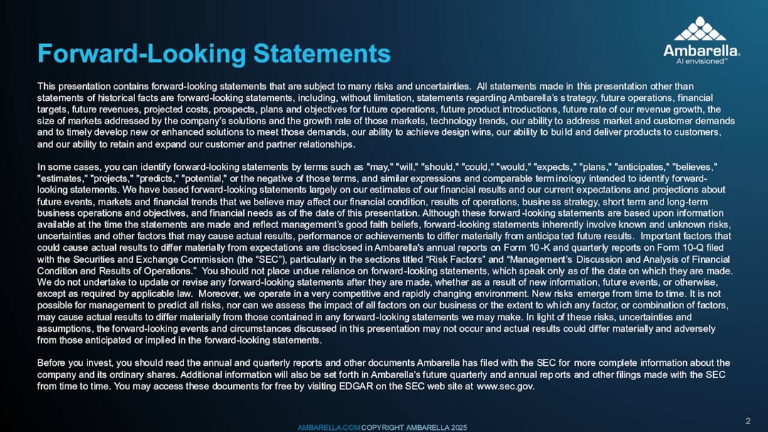 Ambarella, Inc. (AMBA) Presents at 53rd Annual Nasdaq Investor Conference - Slideshow (NASDAQ ...