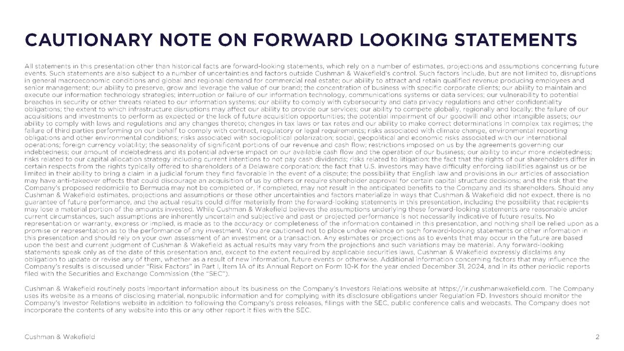 Cushman & Wakefield plc 2025 Q2 - Results - Earnings Call Presentation ...