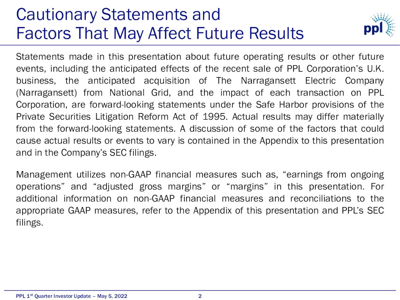 PPL Corporation 2022 Q1 - Results - Earnings Call Presentation (NYSE ...